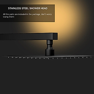 BESy Brass Shower Arm, Square 10 Inch Rainfall Shower Head with Handheld Spray Combo, Dual Showerhead Rain Set 2 Setting Hand Held Sprayer with Adjustable Slide Bar, With Shower Hose, Matte Black