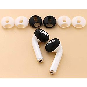 IiEXCEL ( Fit in Case ) 4 Pairs Replacement Super Thin Slim Silicone Earbuds Ear Tips and Covers Skin Accessories for Apple AirPods or EarPods Headphones ( Fit in Charging Case ) ( Black White )