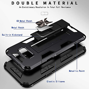 for Samsung Galaxy S8 Plus Case Samsung Galaxy S8+ Case Military Grade Built-in Kickstand Case Holder Armor Heavy Duty Shockproof Cover Protective for Samsung Galaxy S8 Plus Phone Case (Black)