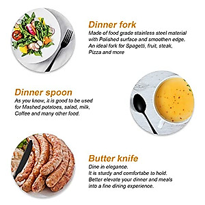 48 pcs BLack Silverware with Organizer, Stainless Steel Flatware with Steak Knife, Mirror Polished Cutlery Utensil Set, Durable Home Kitchen Eating Tableware Set, Include Fork Knife Spoon Set