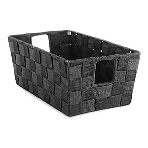 Whitmor 6581-2712-BLK Woven Strap Small Shelf Tote Black