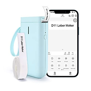 PTJOO Smart Label Maker with Tape, D11 Thermal Label Printer Wireless Bluetooth Sticker Printer Inkless Label Makers Machine with Rich Templates Symbols Fonts for Home Office Organization (Blue)