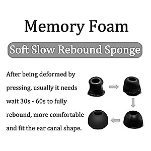 3 Pcs Memory Foam Tips for Voyager Legend 5200, Replacement Small Medium Large 3 Size Reduce Noise Comfortable Ear Tips Buds Earbuds Compatible with Plantronics Voyager 5200 - Black