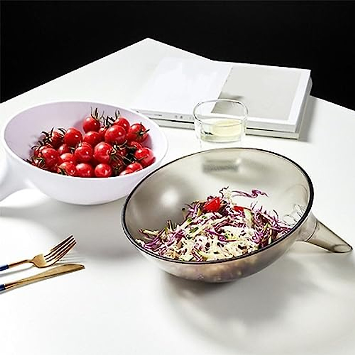 Drainer Food Basket with Spout, Multifunctional Draining Fruit Food Vegetable Kitchen Sink Drainer Bowl Colander Drainbowl Fruits Washer Salad Basket (2PCS*Grey)