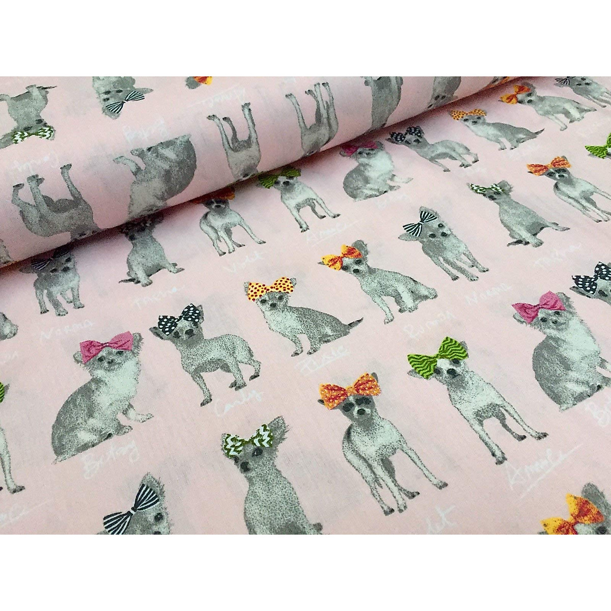 Chihuahua Dog 100% Cotton Poplin Fabric Print - Animal Dogs Material - 59'' Wide - Pink (Sold by The Yard)