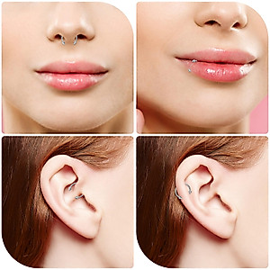 Yolev 16PCS Stainless Steel Nose Ring Septum Piercing Jewellery Horseshoe Piercing Jewelry Captive Bead Ring Helix Tragus Cartilage Earrings for Women Men