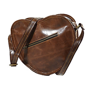 URBAN DEZIRE Women’s Handmade Genuine Buff Leather Messenger Cross-body Purse Shoulder Handbag (Brown, 12.5" L x 10" H x 3" W)