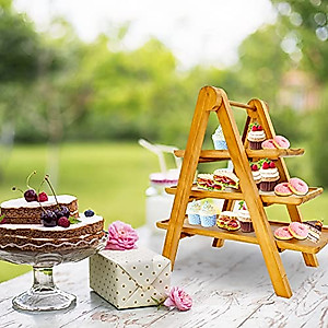 3 Tier Serving Tray, Tiered Serving Tray - Wood Serving Stand, 3 Tier Wood Cupcake Stand, Vintage Party Trays, Wooden Party Trays for Serving Food