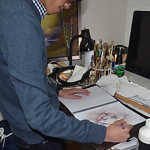 Canvas and Vegan Leather Artist Padfolio by Metier Life | Art Portfolio Organizer and Drawing Pad | Card and Art Material Storage with Included Sketch Book |