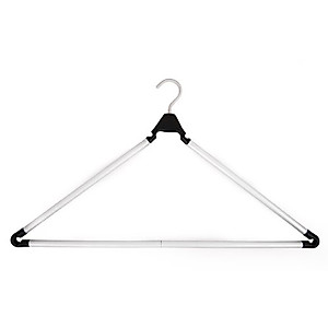Travel Hanger, Car Hanger, Clothes Hanger, Gym Hanger, Fitness Hanger- Folding Foldable Hanger, Portable Hanger (Matte Silver & Black)