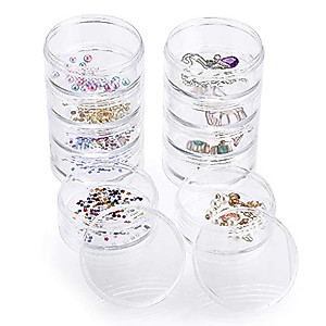 Hipiwe 2 Packs 5 Slot Clear Plastic Round Storage Jars - Art Craft Accessory Organizer Box Jewelry Beads Sewing Pills Container Holder for Storage Small Items, Hardware