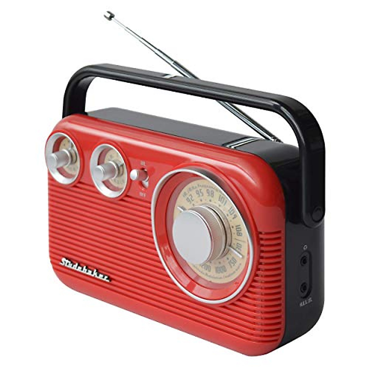 Studebaker SB2003 Retro Portable AM/FM Radio (red/Black)