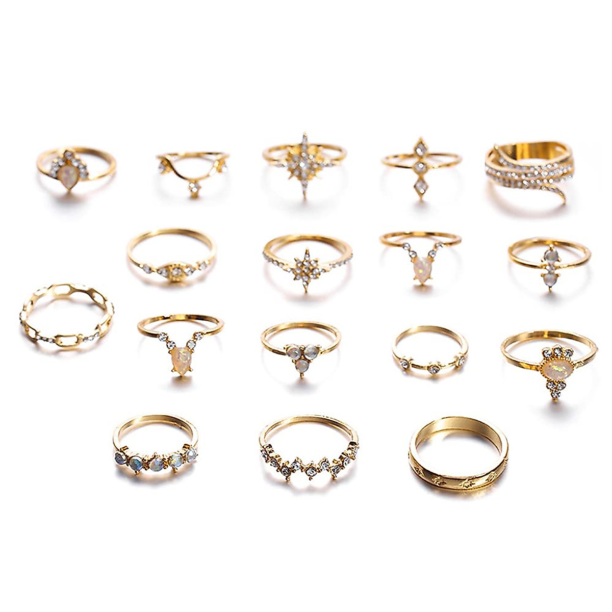 Vitaltyextracts Crystal Kunckle Finger Ring Set Boho Stackable Rhinestone Gold Joint Nail Ring Anillo Set