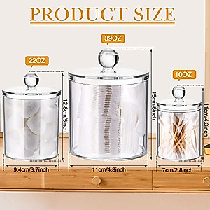 9 Pack Acrylic Holder Dispenser Plastic Apothecary Jars with Lids for Cotton Ball, 10/22/39 oz Clear Plastic Storage Jars Floss Holder Container Bathroom Canisters for Cotton Swab Bathroom, 3 Sizes