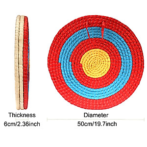 DOSTYLE Archery Targets Traditional Solid Straw Round Archery Target Shooting Bow Coloured Rope Target Face Three Layer for Shooting Practice