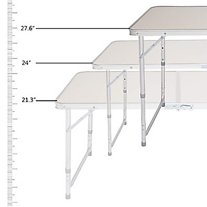 Ochine Foldable Indoor Outdoor All-Purpose Portable Wooden Table for Picnics, Camping, Beach, Tailgating, Patio, Kitchen, Living Room - Roll Up Folding Design