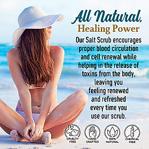 Exfoliating Body Scrub - Pure Dead Sea Salt Scrub for Hands and Body, 16 fl oz Hydrating Moisturizing Skin Care for Body Acne, Wrinkles (Honey Almond)