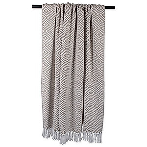 DII Diamond Throw Collection Woven Cotton, 50x60, Stone
