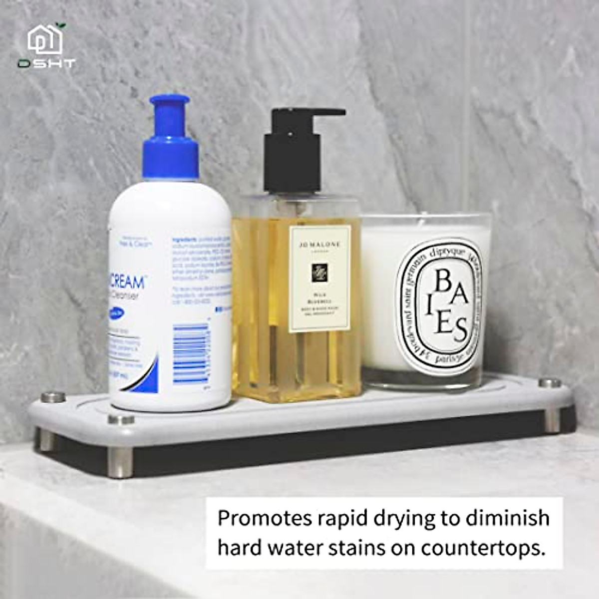 DSHT Bathroom Sink Fast Drying Stone, Instant Dry Sink Organizer, Bathroom Sink Caddy, Simple Human Sink Caddy, Kitchen Sink Tray, Stone Dish Drying Mat, Drying Stone Dish, Sink Tray for Kitchen