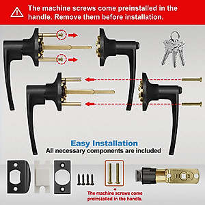 BESTTEN Roma Series Keyed Entry Door Lever with Removable Latch Plate,All Metal Door Handle with Lock and Key, Matte Black