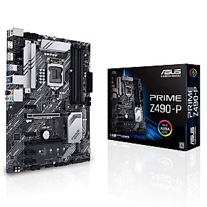ASUS Prime Z490-P LGA 1200 (Intel® 10th Gen) ATX Motherboard (Dual M.2, DDR4 4600, 1 Gb Ethernet, USB 3.2 Gen 2 USB Type-A®, Thunderbolt™ 3 Support, Aura Sync RGB)