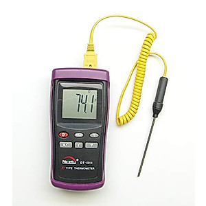 Digital Scientific K-Type Thermocouple Thermometer with 1 Sensor Wire Probe and 3" Stainless Steel Insertion Probe DT1311