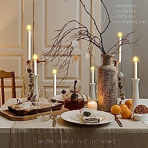 Arora Remote Control Flameless Taper Candles, S/6 3D Flickering Battery Operated LED Window Candles Encased with Real Wax to Light Up Your Home
