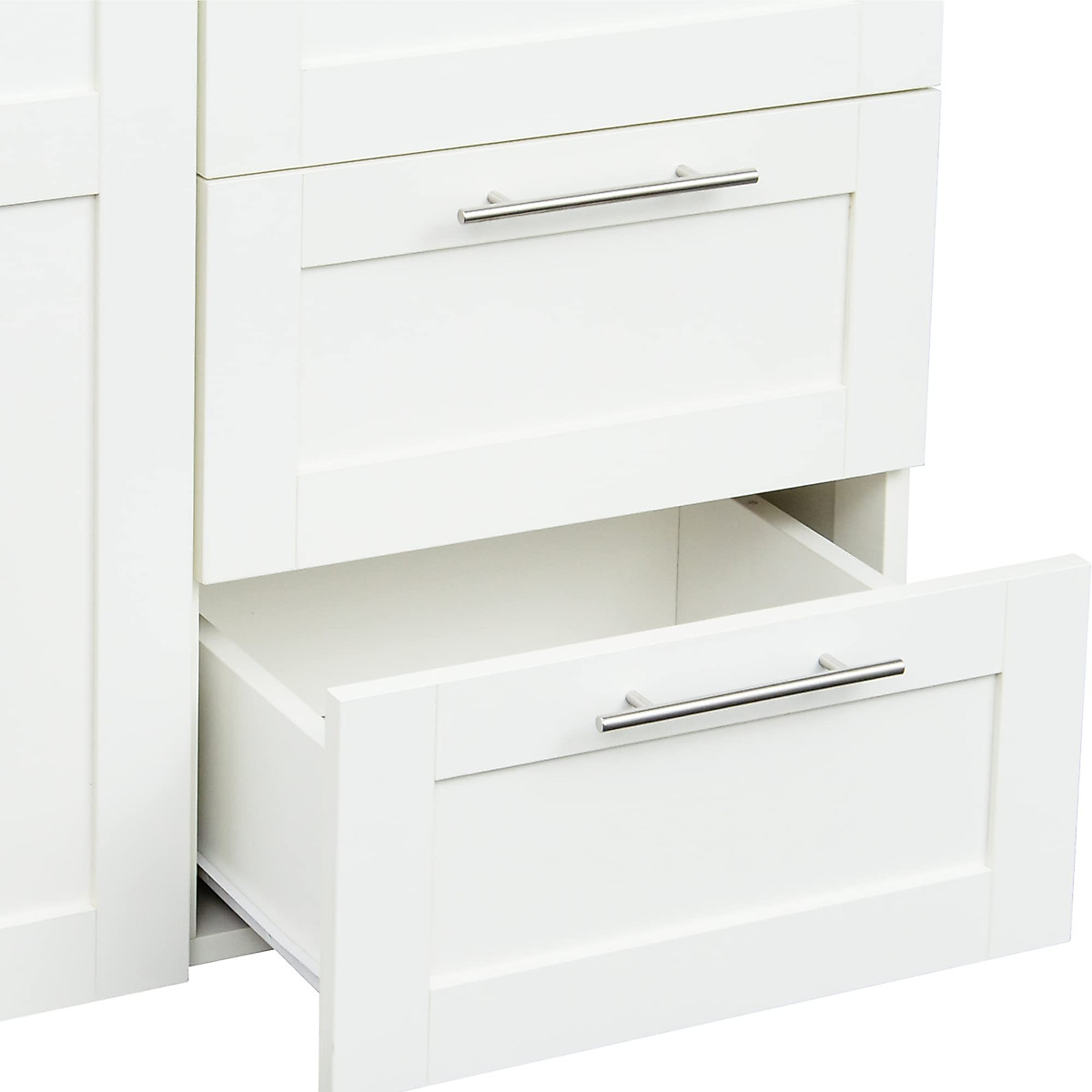 High Wardrobe and Kitchen Cabinet with 2 Doors, 2 Drawers and 5 Storage Spaces,White