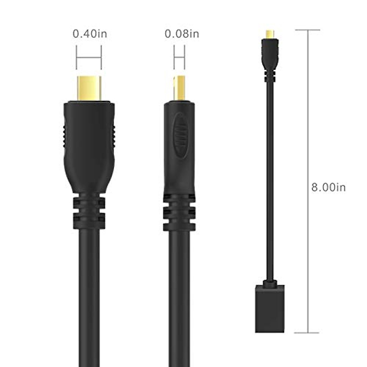 GANA Micro HDMI to HDMI Adapter Cable, Micro HDMI to HDMI Cable (Male to Female) for Gopro Hero and Other Action Camera/Cam with 4K/3D Supported