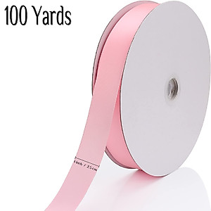 Baocuan Pink Ribbon for Gift Wrapping 1 inch x 100 Yards Satin Craft Fabric Roll Perfect for Art Wedding Decor Valentine Mardi Gras Easter Bows