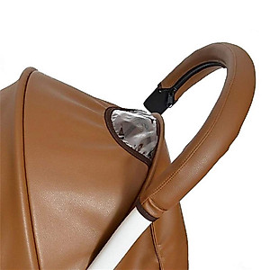 Flybloom Baby Stroller Armrest Protector Washable Pram Stroller Handle Bar Grip Case Cover PU Leather Protective Accessories,Brown