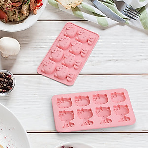 Hello Kitty Silicone molds,Small ice mold,Chocolate tray for Sugarcraft, Birthday Cake Decoration, Gum paste Icing, Candy Chocolate Cupcake Topper Decorating and DIY Baking Tools 8 Cups 2 pack
