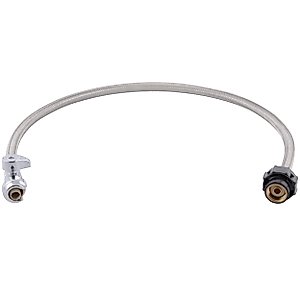 SharkBite 1/2 Inch Straight Stop x 1/2 Inch NPSM Click Seal Faucet Connector x 30 Inch, Push to Connect Brass Plumbing Fitting, PEX Pipe, Copper, CPVC, PE-RT, HDPE, 24687