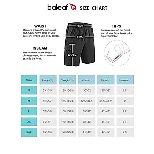 BALEAF Men's Mountain Bike Shorts Loose-fit Bicycle Shorts, Cycling 3D Padded Gel MTB Biking Lightweight SPF 50+ Black Size XL