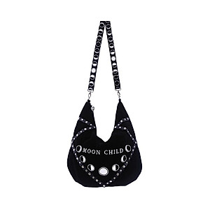 Restyle Gypsy Gothic Witch Moon Child Black Velvet Large Slouchy Hobo Bag