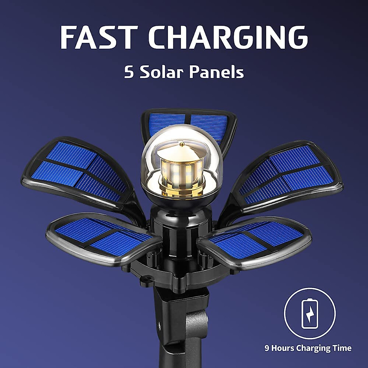 SainSonic Solar Spot Lights Outdoor, Lotus IP67 Waterproof Garden Lights with 5 No Peeling Panels for Long Life, Bright LED Landscape Lighting for Yard Walkway Path, 700 Lumens Cold White, 2 Packs