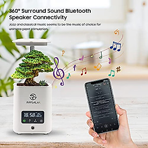 RayGalax Smart Planter for Indoor Plants, 20cm by 20cm Self Watering Pots Indoor Garden Grow Light with LED Table Desk Lamp Clock Humidifier Automatic Hydroponics Kit Planters for Herb, Small Plants