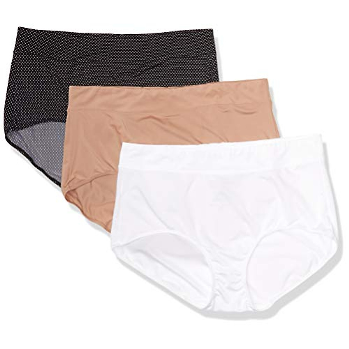 Warner's womens Blissful Benefits No Muffin 3 Pack Brief Panty Underwear, Tw/Ta/Ub and Tw Pin Dot, 3X-Large US