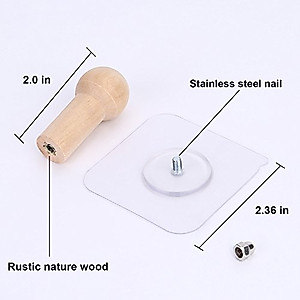 RONRI Wall Hooks, 12 Pack Self Adhesive Hooks Wooden Coat Hooks Wall Mounted Rustic Hooks, for Bathroom Bedroom Kitchen Towel Key Robe Utensil Hat, Home and Office