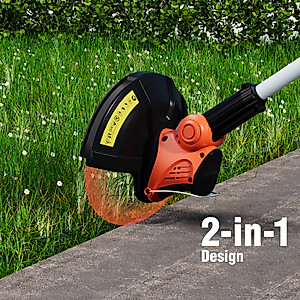 AIVOLT Cordless Weed Trimmer, 20V String Trimmer Battery Powered 2 in 1 Brushless Weed Wacker/Edger Lawn Tool for Yard and Garden, Battery and Fast Charger Included