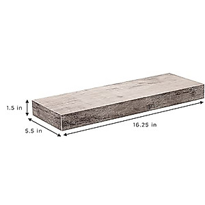 Sorbus Floating Shelf Set — Rustic Wood Hanging Rectangle Wall Shelves — Perfect for Home Décor, Trophy Display, Photo Frames, and More