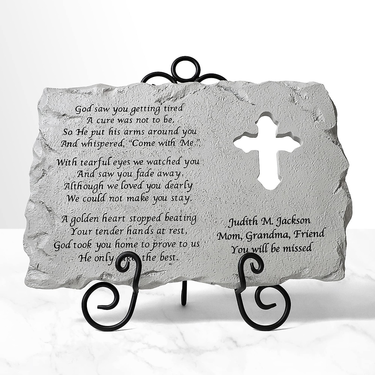 Let's Make Memories Personalized Cross Memorial Stone - Sympathy - Condolences - Garden Marker