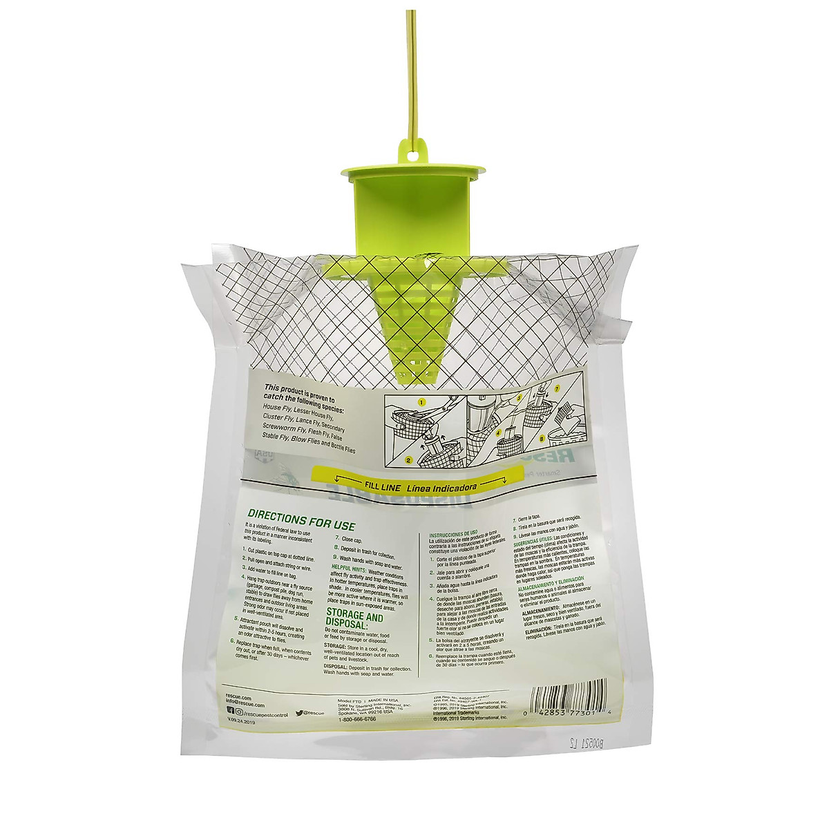 RESCUE! Outdoor Disposable Hanging Fly Trap - 18 Traps