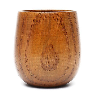 Natural Wood Tea Cup Solid Wooden Mug for Tea Coffee Water Milk Juice Drinks, About 4 oz