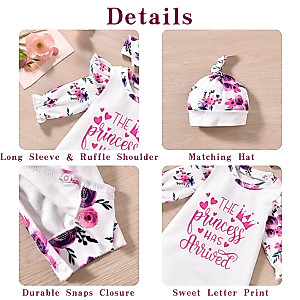 Aalizzwell Preemie Baby Girls Floral Romper Infant Fall Winter Clothes Premature Coming Home Outfit Princess Arrived Floral Clothing