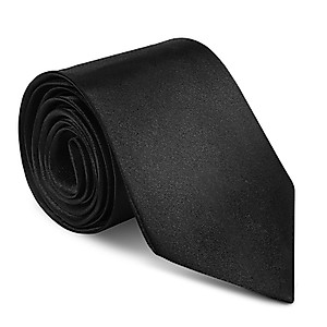 URAQT Men Ties, Classic Men's Solid Satin Neck Tie, Premium Pure Color Necktie for Men, Formal Black Ties for Men Business Wedding Father Party Work Tie, 8cm