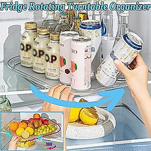 Square Lazy Susan for Refrigerator, Non-Skid Rotating Rectangular Lazy Susan Turntable Organizer for Refrigerator, Table, Pantry, Cabinet, Countertop (13.8''x10.8'')