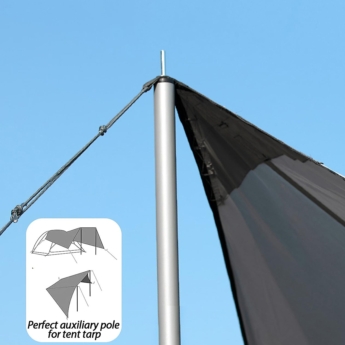 Sutekus Steel Rod Tent Pole Replacement Accessorie 2pc/Set Adjustable Bars (Black)