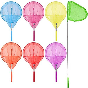 Rocutus Mesh Fish Tank Net Aquarium Fish Net Fish Net for Fish Tank,7 Pieces Colorful Mesh Fish Tank Net with Extendable Long Handle,Fish Catch Nets Fish Tank Aquarium for Indoor and Outdoor Use