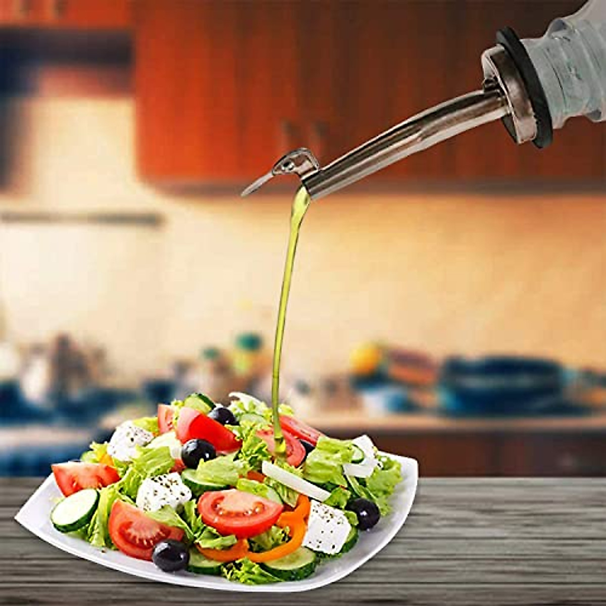 Axe Sickle 6 Pcs Oil Spout Liquor Pourers Bottle Spout Speed Pourer Olive Oil and Vinegar Stopper Spout for About 3/4" Bottle Mouth, with Flip Top